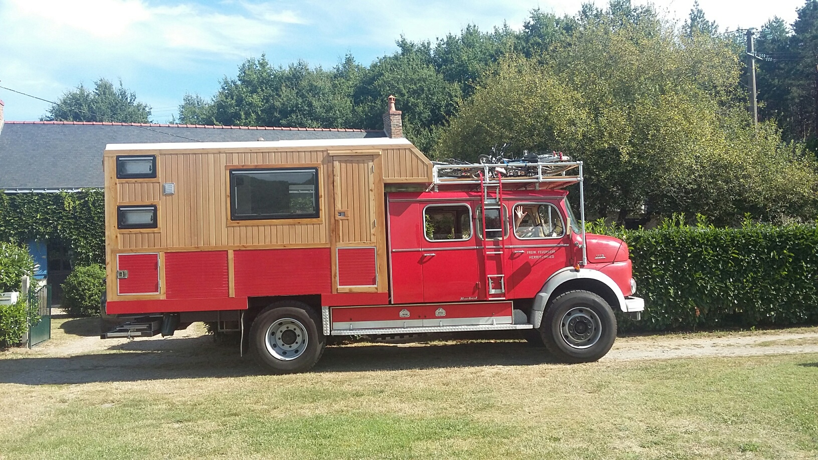 Our first converted German Fire engine – Camping La Fortinerie
